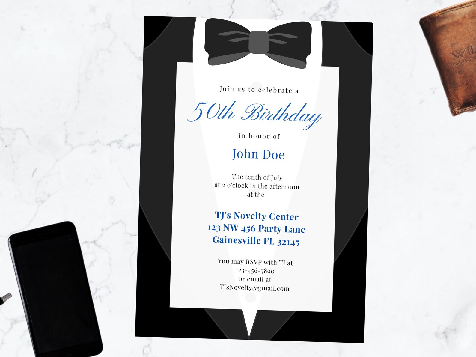 Printable Tuxedo Editable Invitation| 5x7| Easy Edit Online| Birthday ...