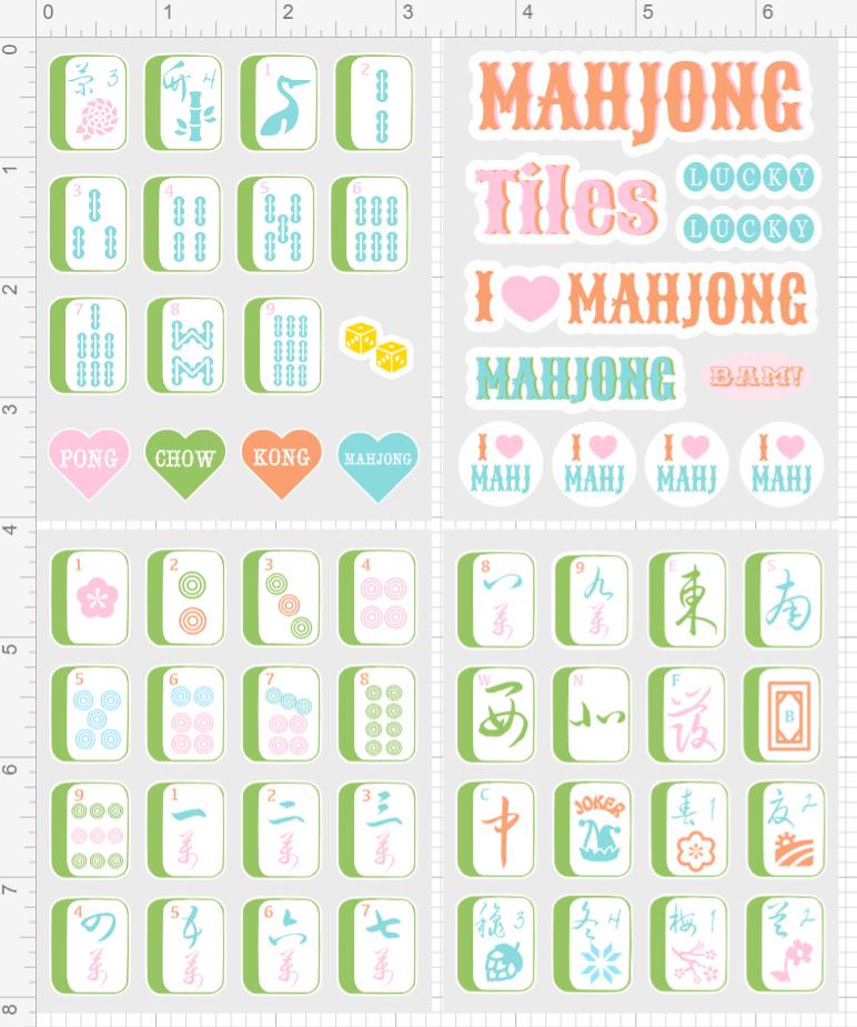Mahjong Kiss Cut Vinyl Sticker Sheets| Set of 4 Sheets| Cute Mahjong ...