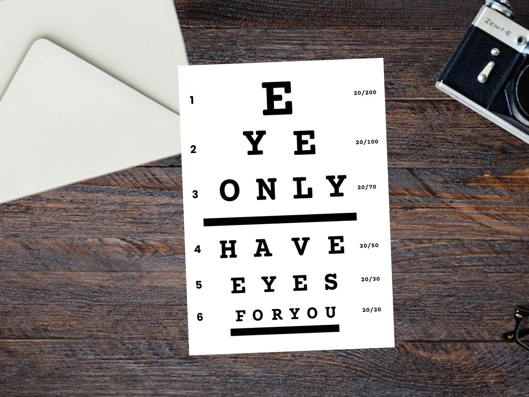 Printable Eye Chart Card| Fun Pun Card| Card for Optometrist | Ready to ...