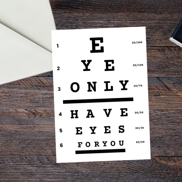 Birthday Card Printable Eye Chart - Etsy