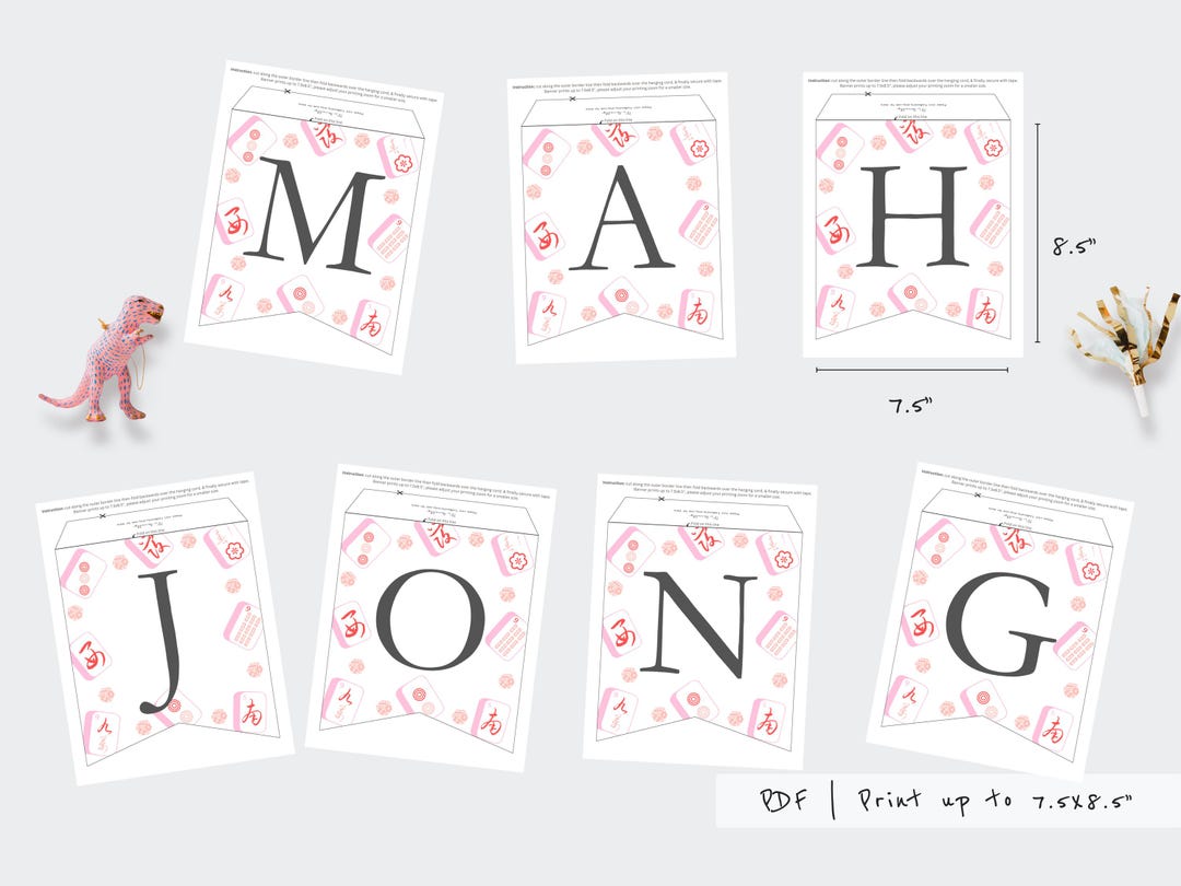 Printable Pink Mahjong Party Decor| Banner| Birthday| Party| Game Night ...