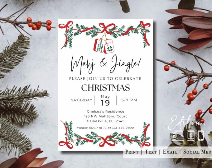 MERRY MAHJONG Christmas Theme Invitation Flyer or Invitation Digital ...