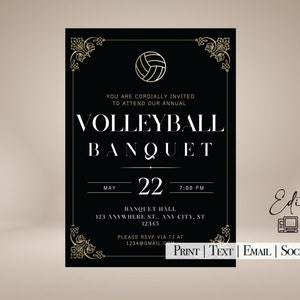 Elegant Volleyball Editable Invite 5x7| Volleyball Banquet| Formal ...