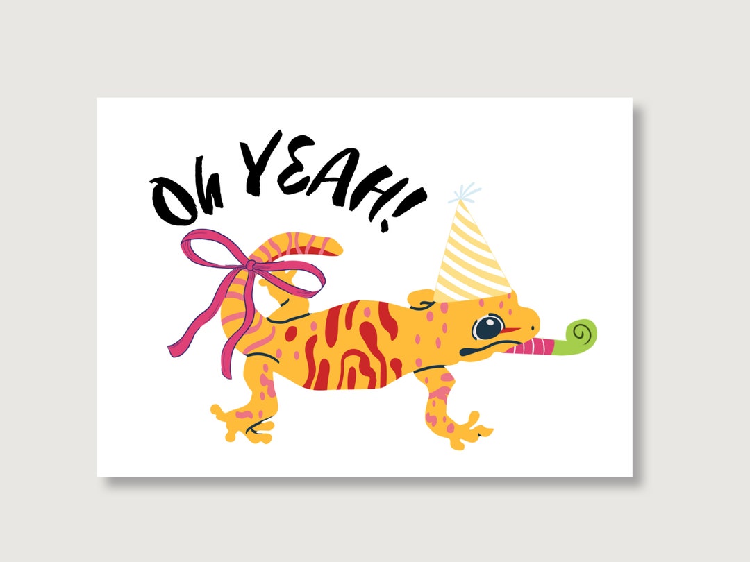 Printable Cute Gecko Card| Birthday| Anniversary| New Pet| Lizard ...