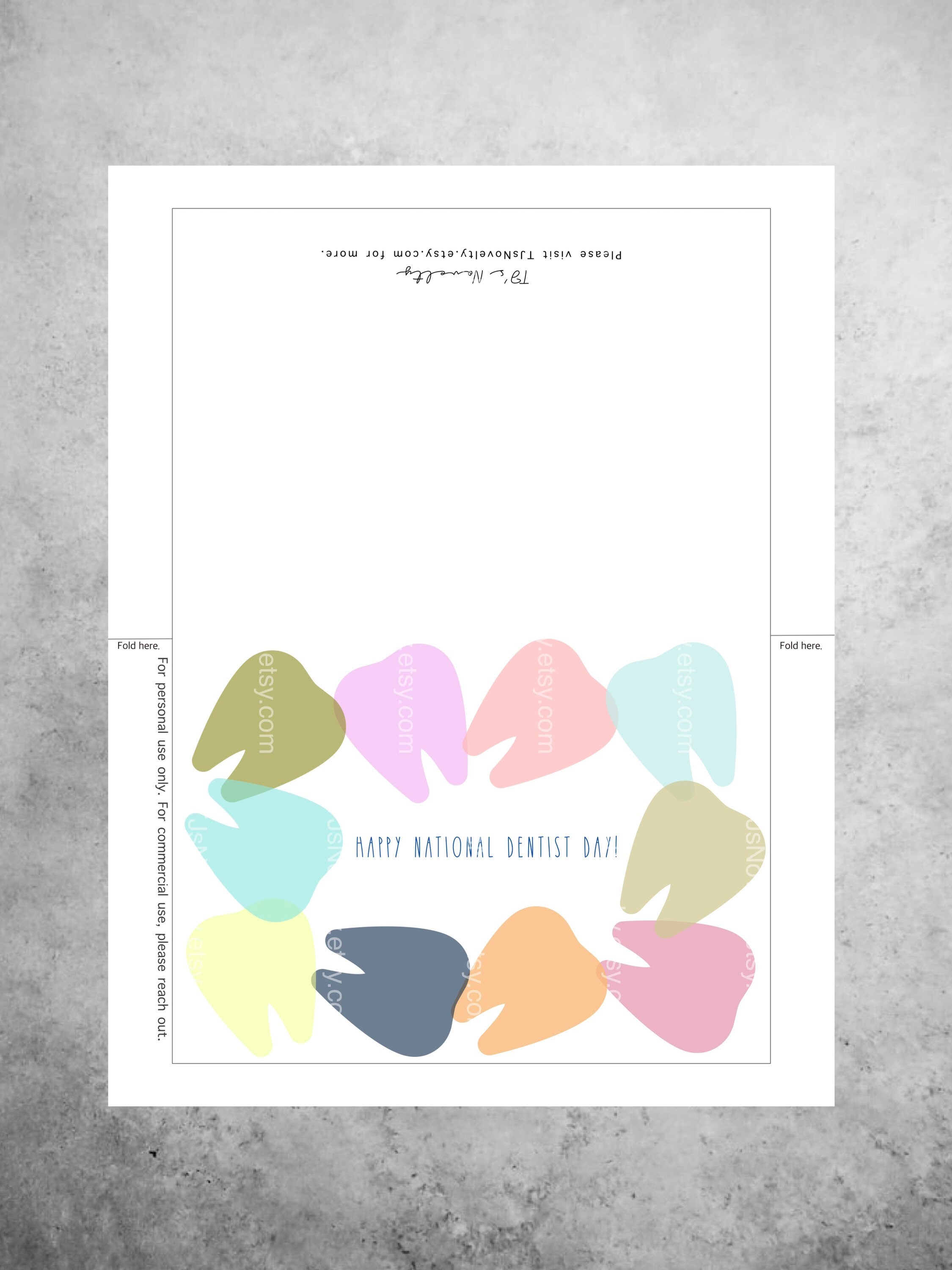 Editable Text Original Design Teeth Card 5x7 PDF Unlimited - Etsy