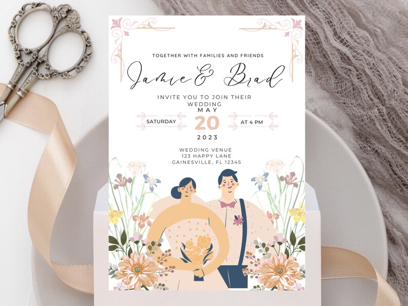 Custom Couples Wedding Invitation Editable Template and - Etsy