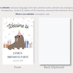 Walrus Welcome Sign Editable Template 24x36"| Classroom Parties ...