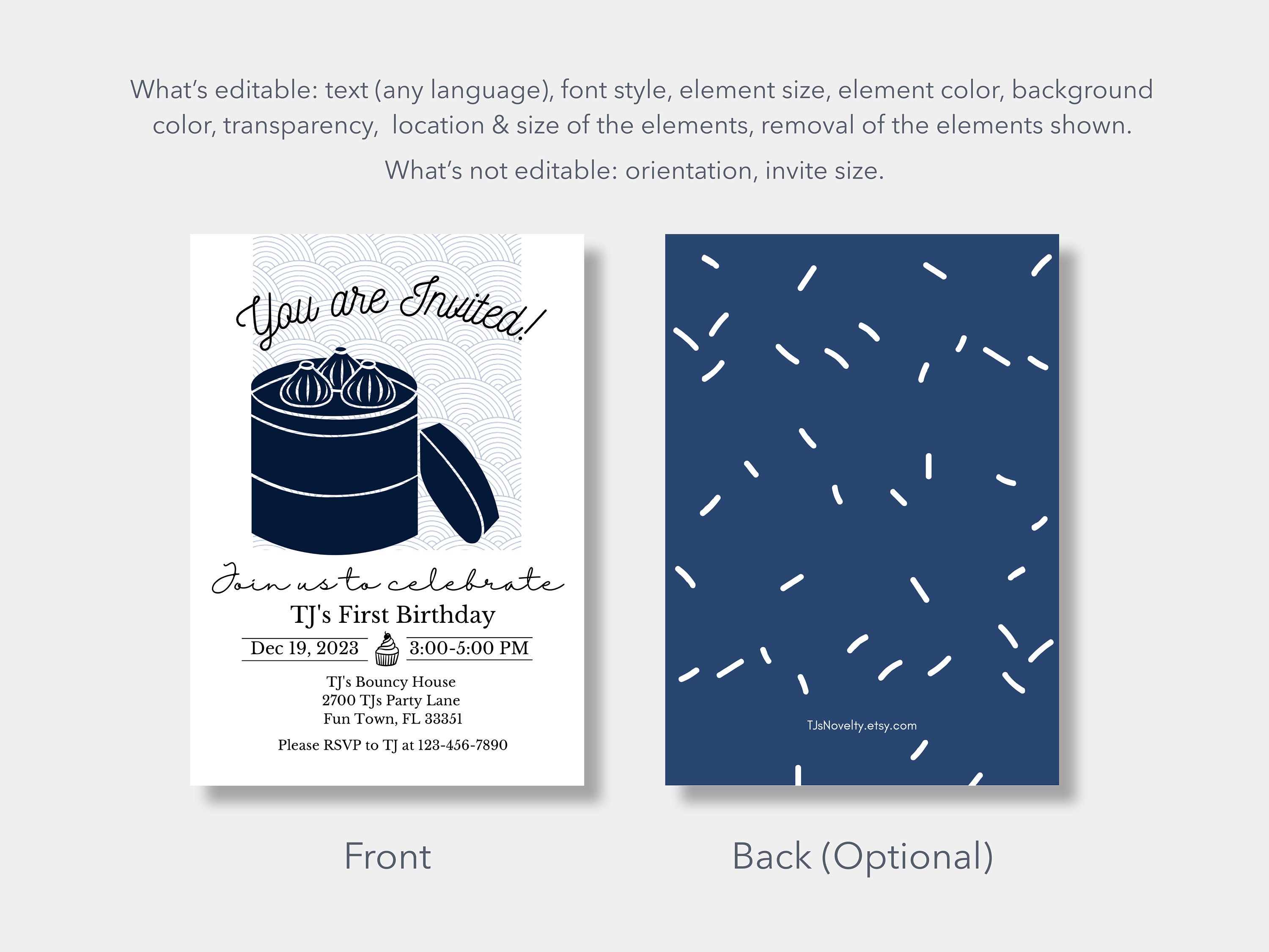 Dim Sum Editable Invitation| 5x7| Cute| Baby Shower| Birthday ...