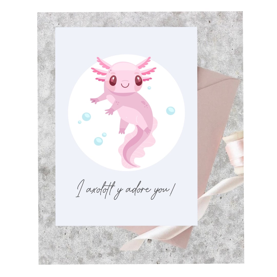 Axolotl Card 5x7 Scalable in Print Setting Unlimited Print - Etsy