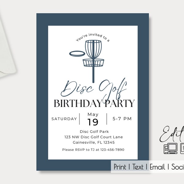 Disc Golf Party Invitation - Etsy