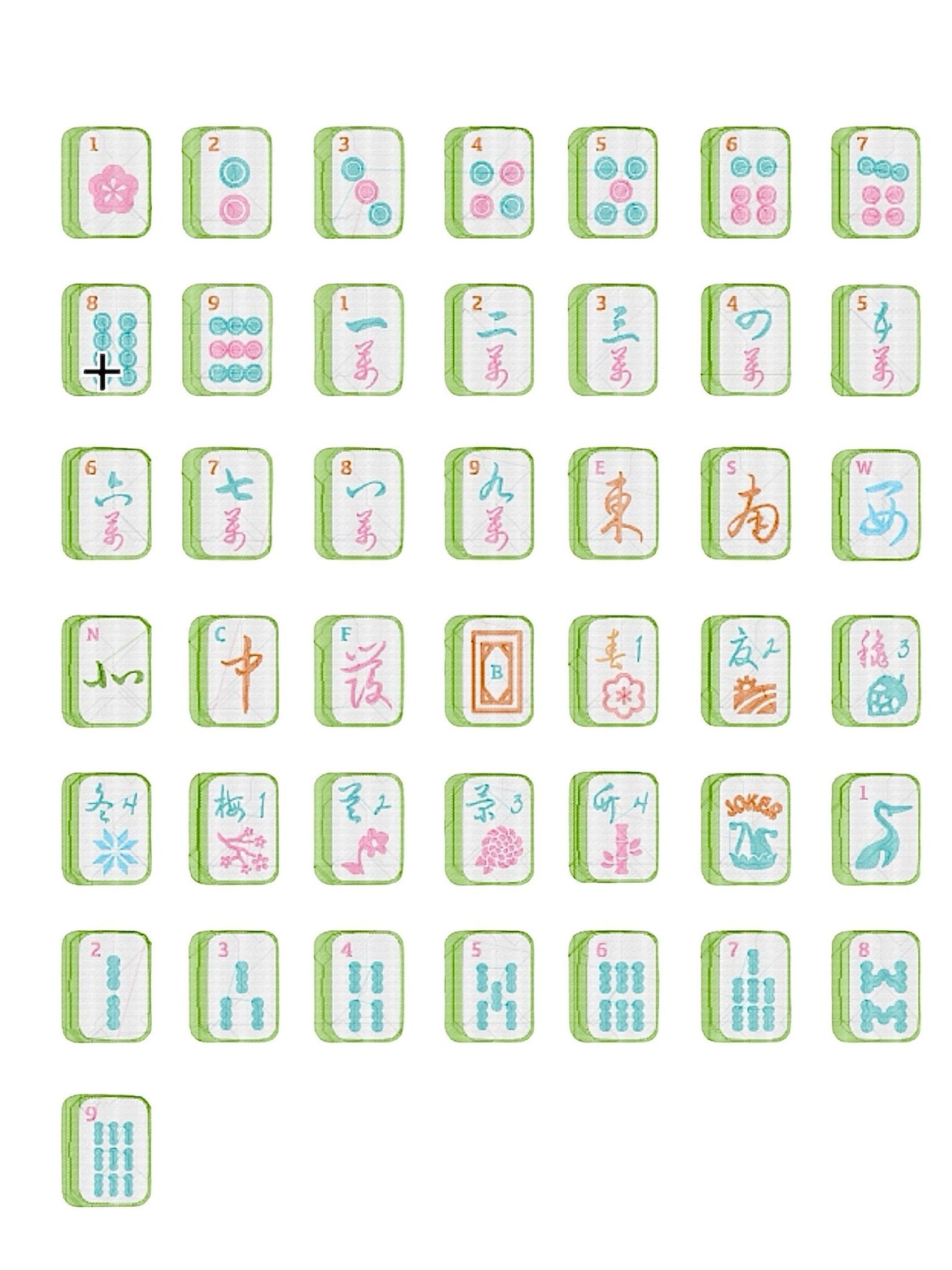 Full Mahjong Tile Embroidery Files| PES & DST| Individually Saved| Hats ...