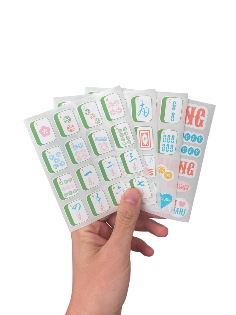 Mahjong Kiss Cut Vinyl Sticker Sheets| Set of 4 Sheets| Cute Mahjong ...
