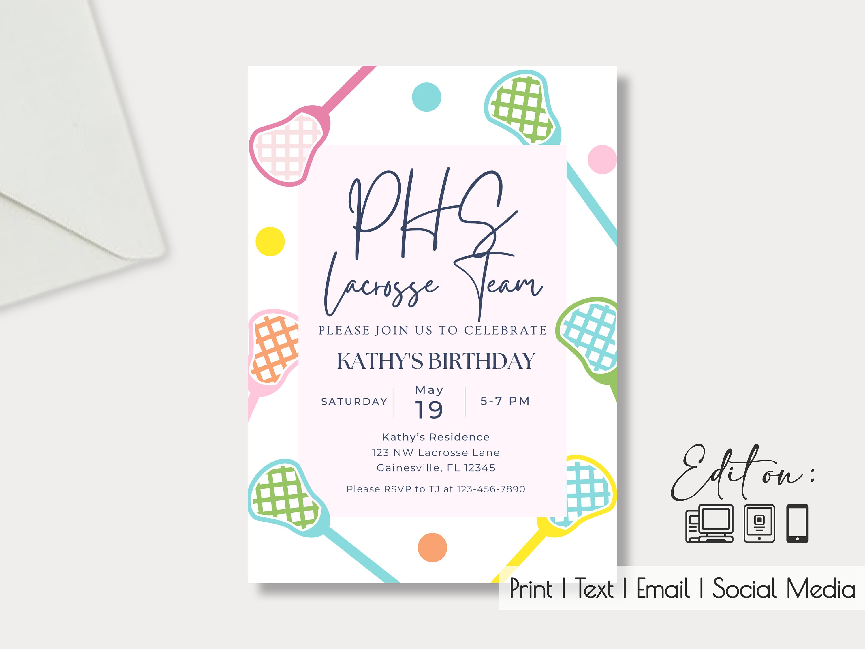 Fun Lacrosse Party Editable Invitation| Lacrosse Party| Tournament ...