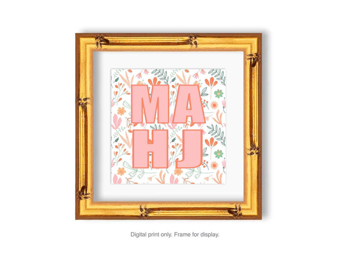 Printable Floral Mahjong Art Print Print up to 20x20 Mahjong Art Print ...