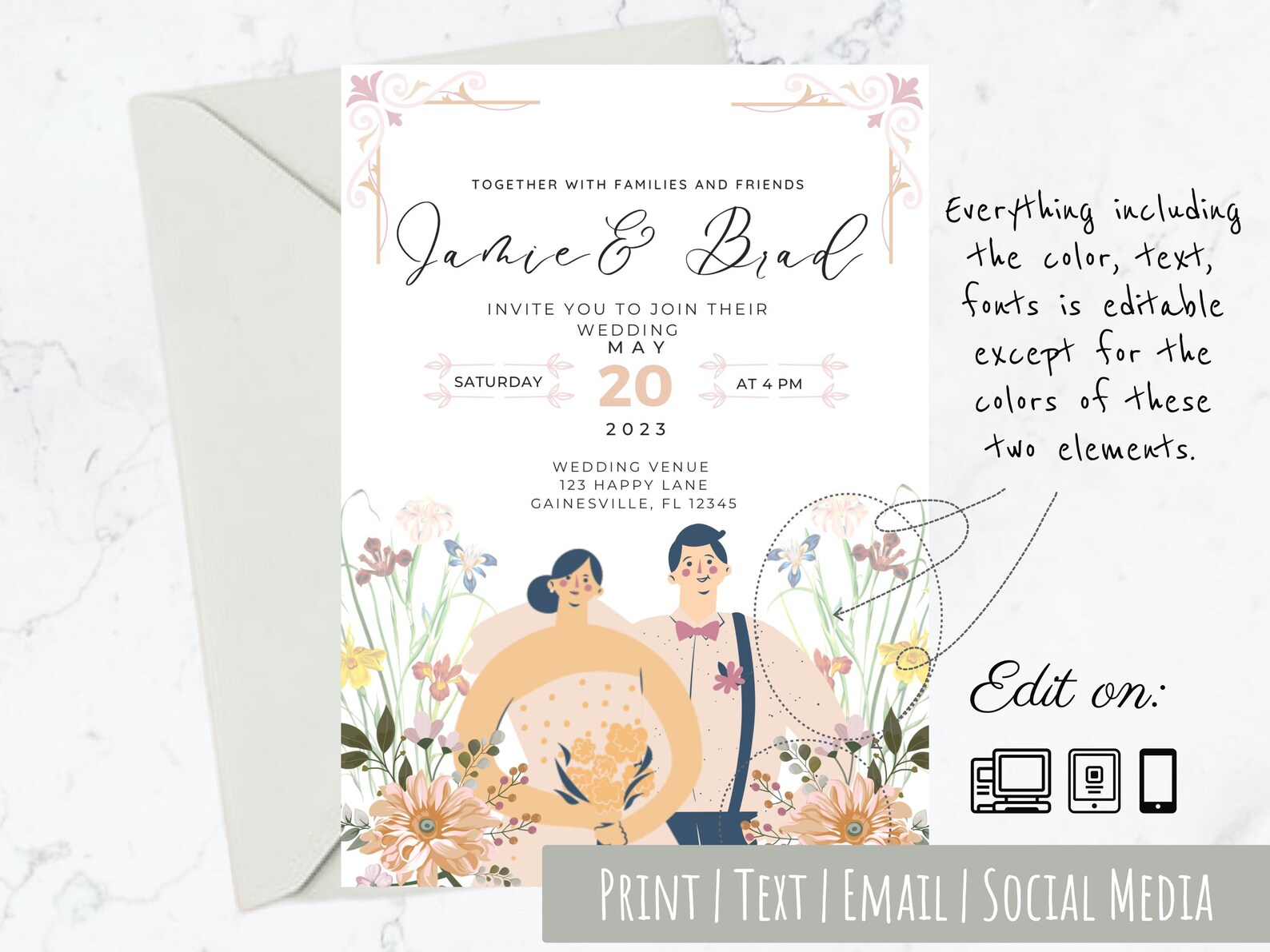 Custom Couples Wedding Invitation Editable Template and - Etsy