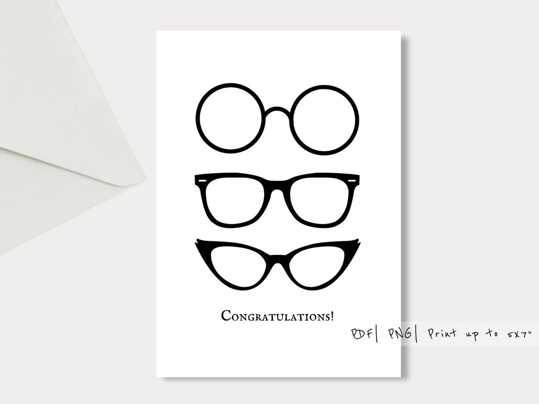Printable Glasses Congratulations Card| Card for Optometrist | New Job ...