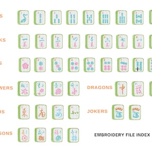 Full Mahjong Tile Embroidery Files| PES & DST| Individually Saved| Hats ...