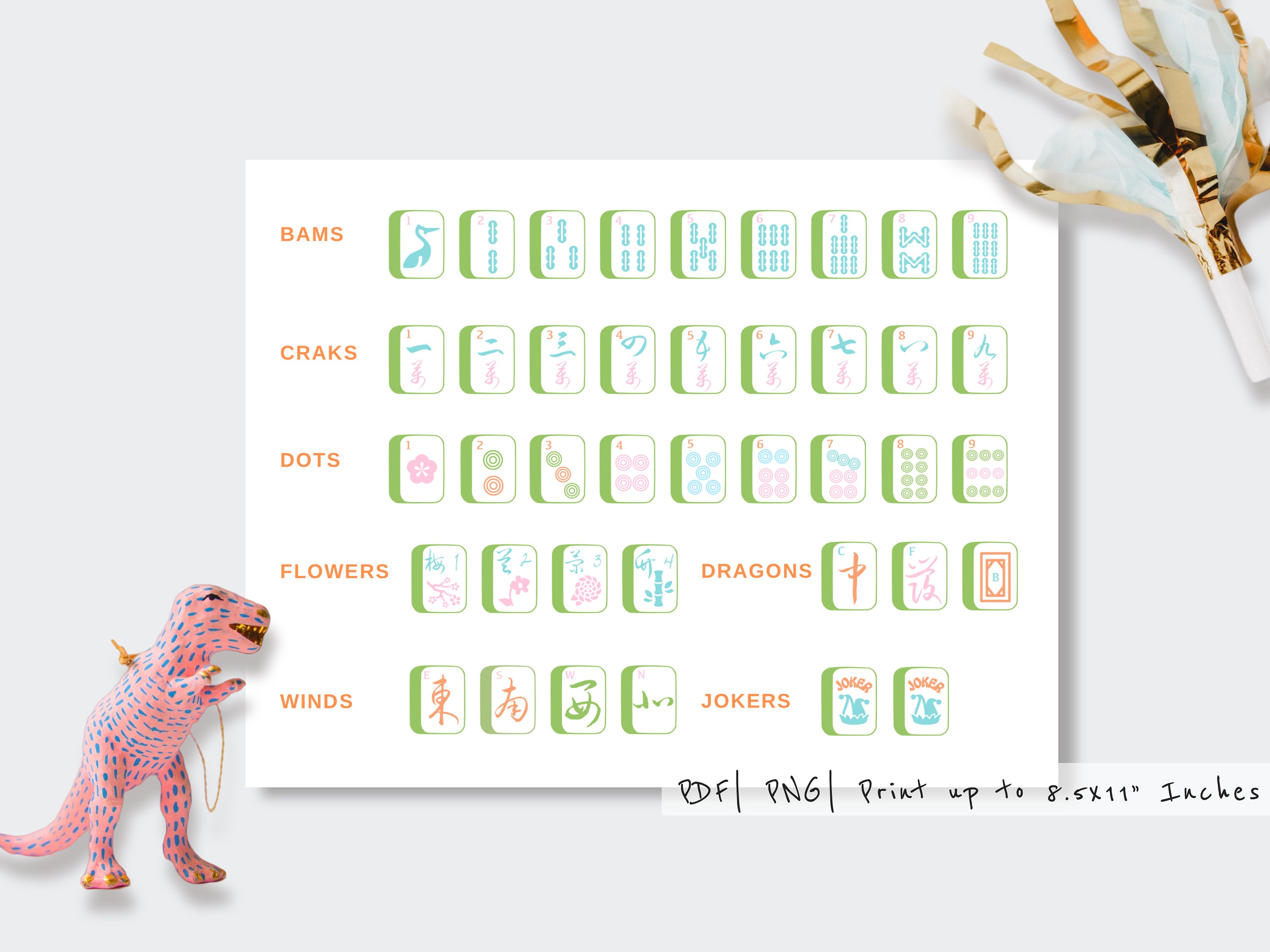 Printable Mahjong Infographic Mahjong Lover Tile Reference Party Game ...