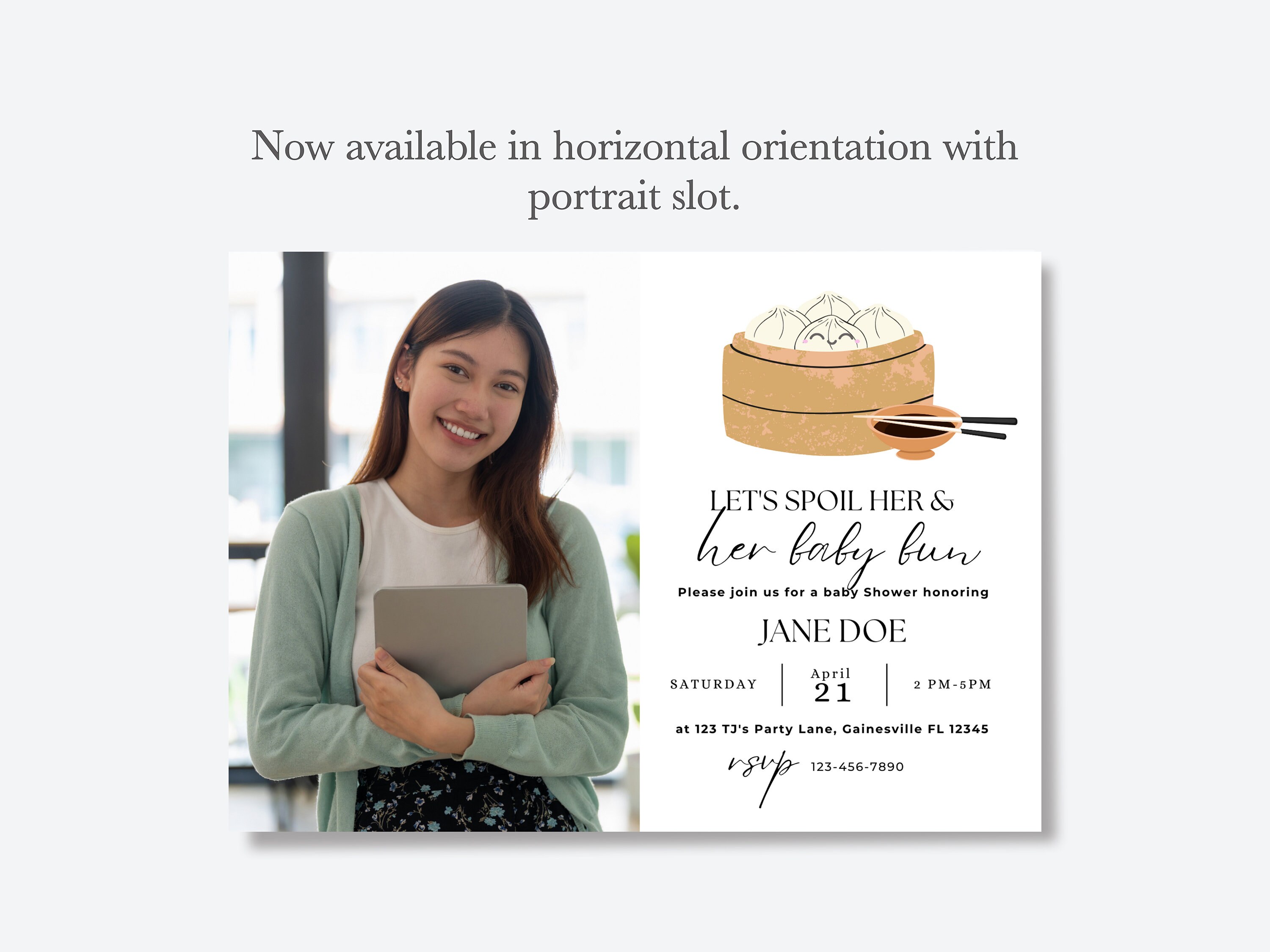 Bun Dim Sum Editable Invitation| 5x7| Cute| Baby Shower| Birthday ...