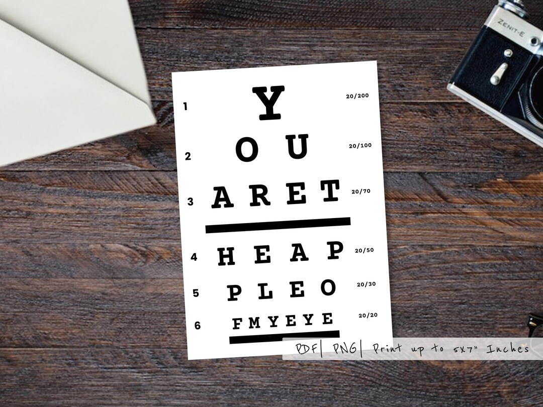 You Are the Apple of My Eye| Eye Chart Card| Fun Pun Card| Card for ...