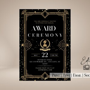 Elegant Event Editable Invitation 5x7| Football Banquet| Formal Sport ...