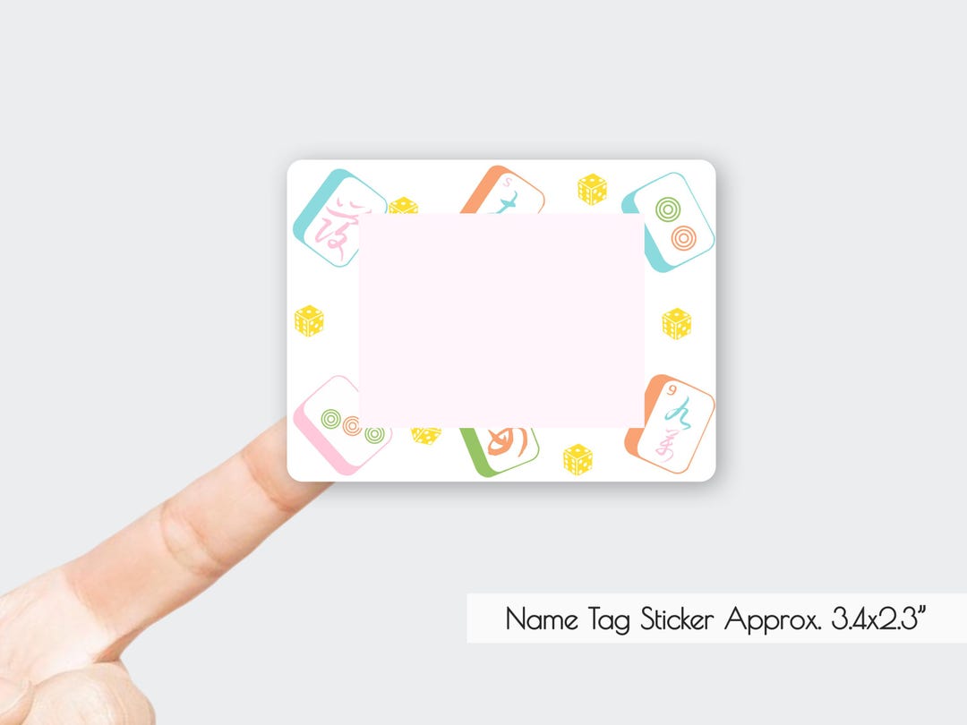 Mahjong Name Tag Stickers |3.3x2.477"| Blank| Mahjong Event| Mahjong ...