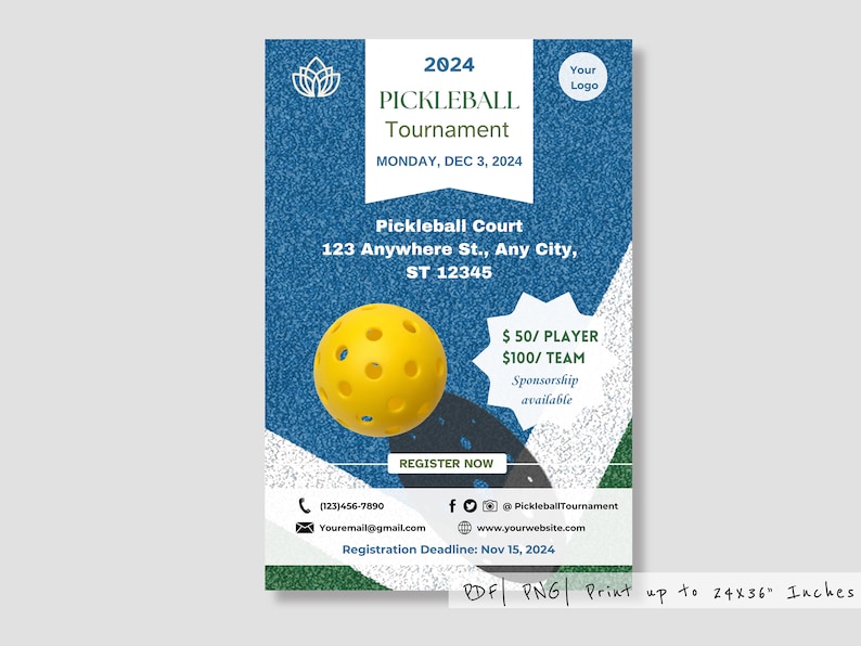 Pickleball Tournament Editable Welcome Sign 24x36 Pickleball Match ...