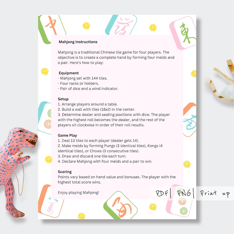 Mahjong Cheat Sheet - Etsy