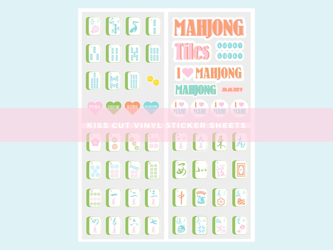 Mahjong Kiss Cut Vinyl Sticker Sheets| Set of 4 Sheets| Cute Mahjong ...