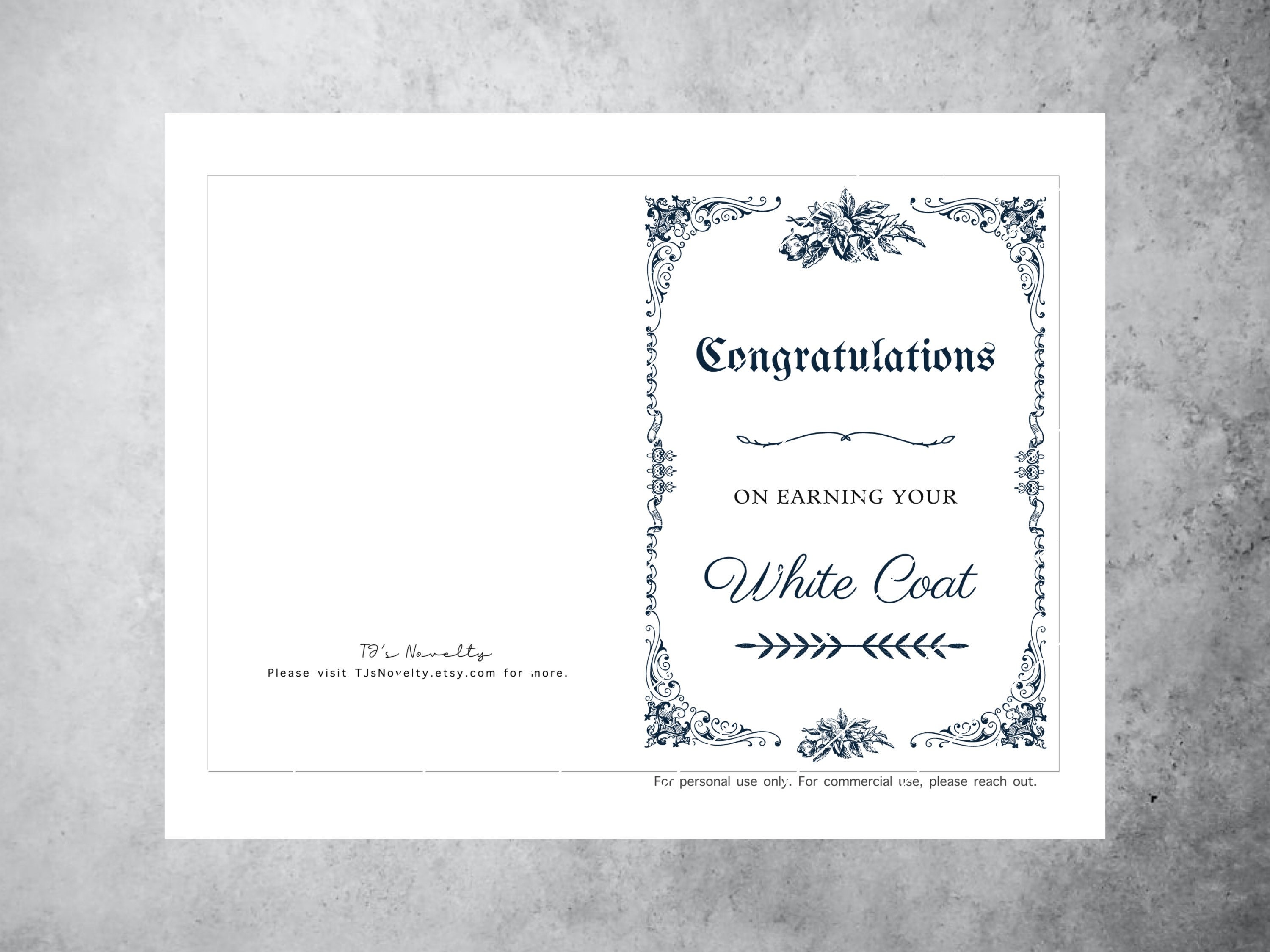 Printable White Coat Card| Ceremony| Graduation| Letter Printer Paper ...