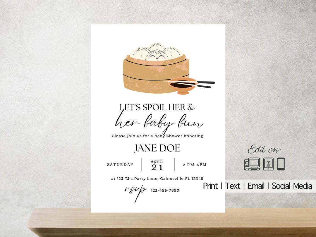 Bun Dim Sum Editable Invitation| 5x7| Cute| Baby Shower| Birthday ...