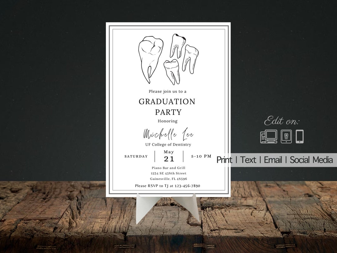 Dental Graduation Editable Invitation| Graduation| Retirement Party ...