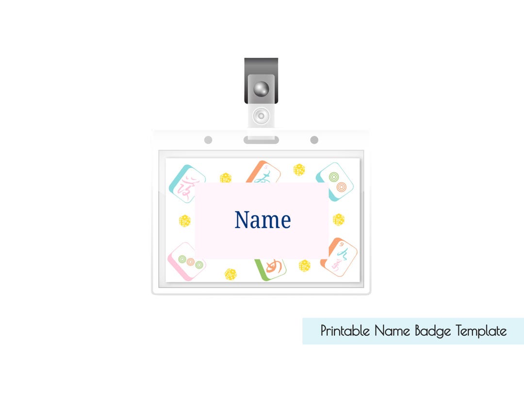 Mahjong Printable, Editable Name Badge Insert or Sticker Template 4x3 ...