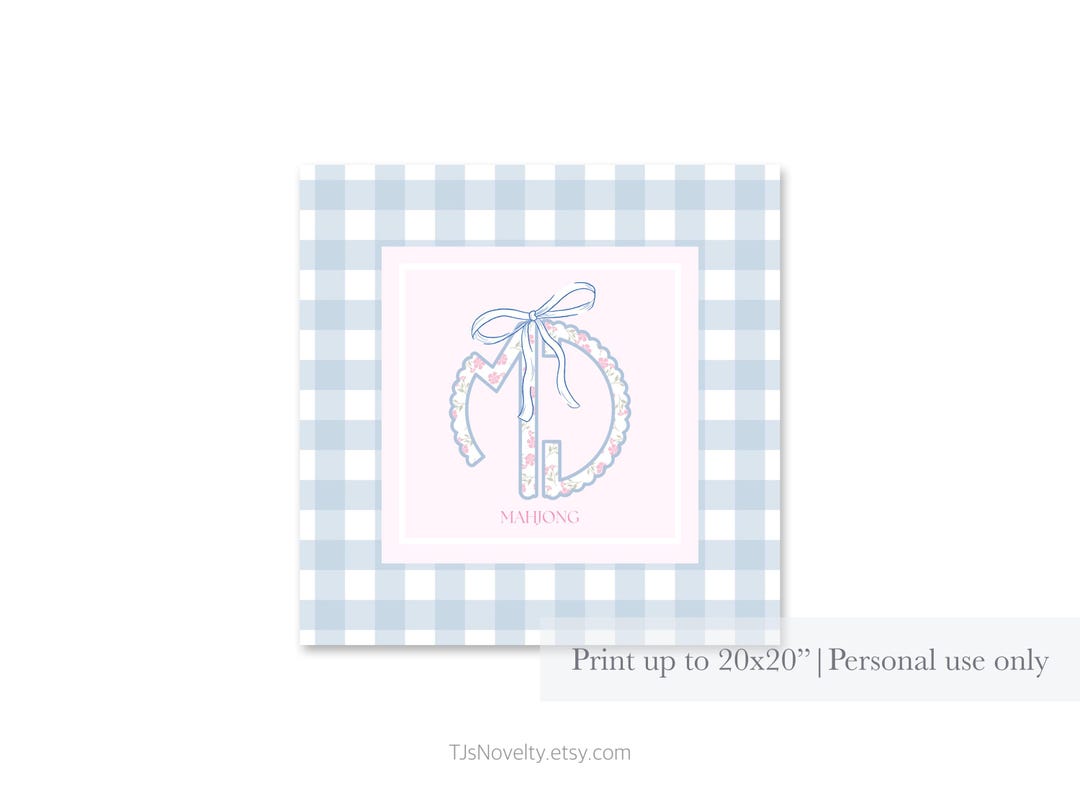 Printable Mahjong Art Print Print up to 20x20 Mahjong Monogram Art ...