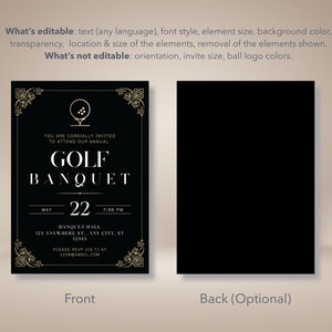 Elegant Golf Editable Invite 5x7| Golf Banquet| Formal Sport Event ...