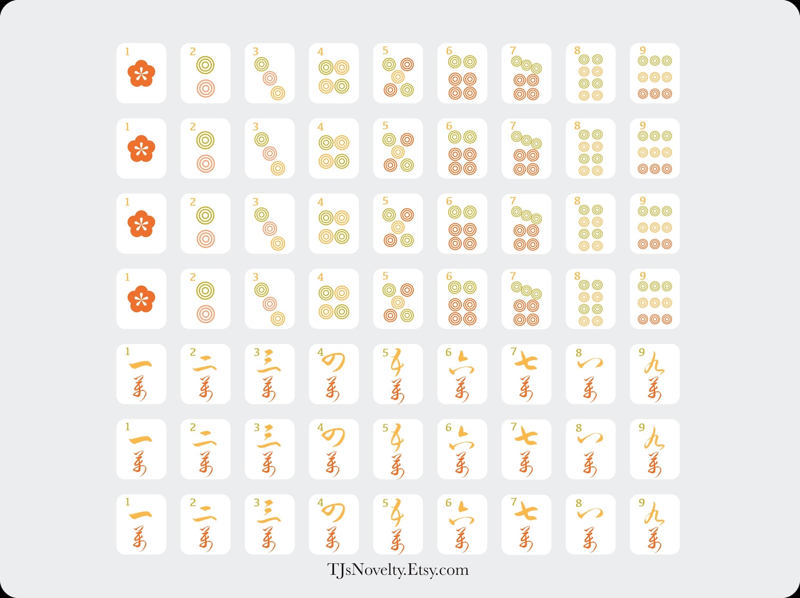 Fall Mahjong Kiss Cut Vinyl Sticker Sheets| Full Set Tiles| Cute ...