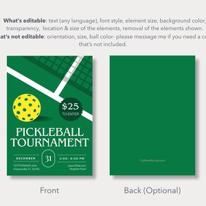 Pickleball Tournament Editable Flyer Office Business Pickleball Match ...