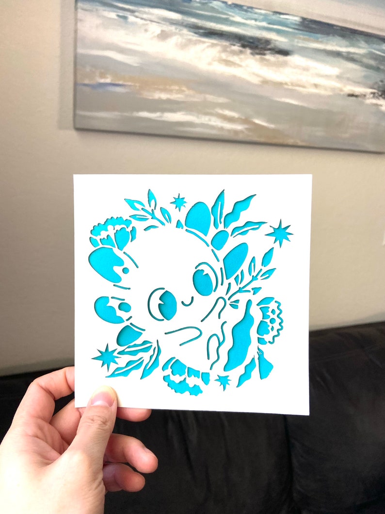 Cute Axolotl Card SVG Cut File Easy Instant Download Scalable Greeting ...