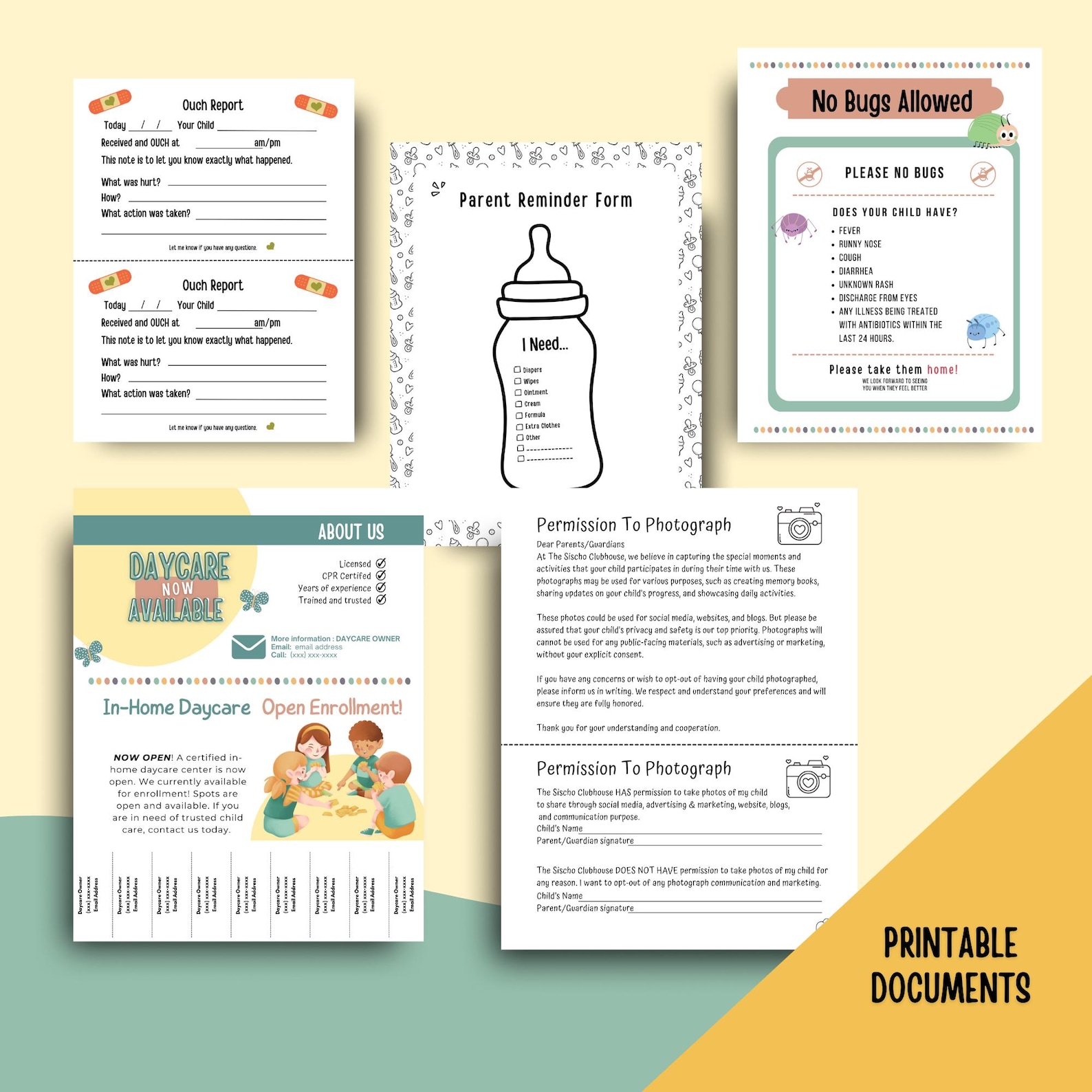 In-home Daycare Starter Kit | Childcare Forms | Daycare Contracts ...