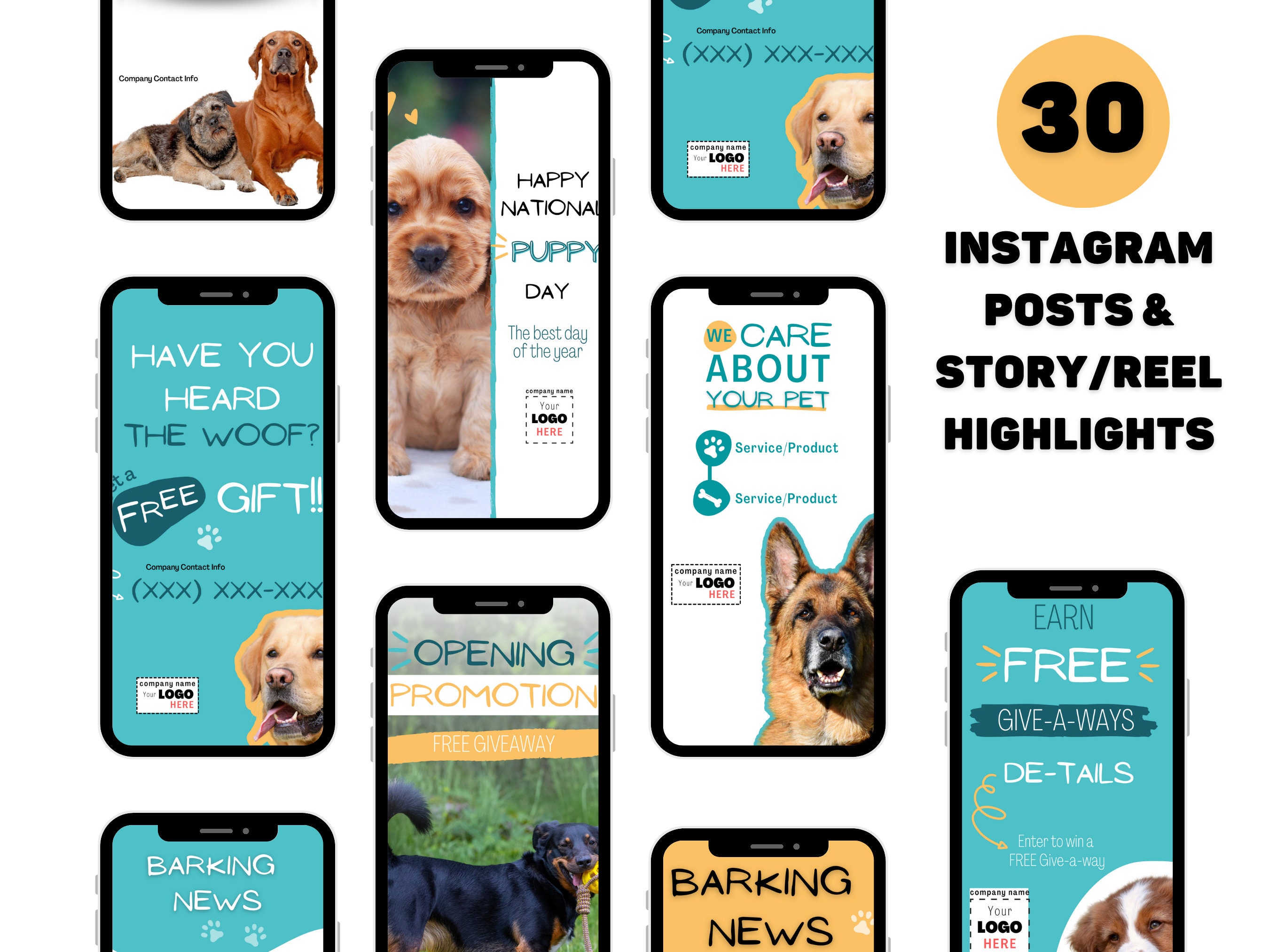 Pet Promotional Social Media Templates | Edible Canva Template ...