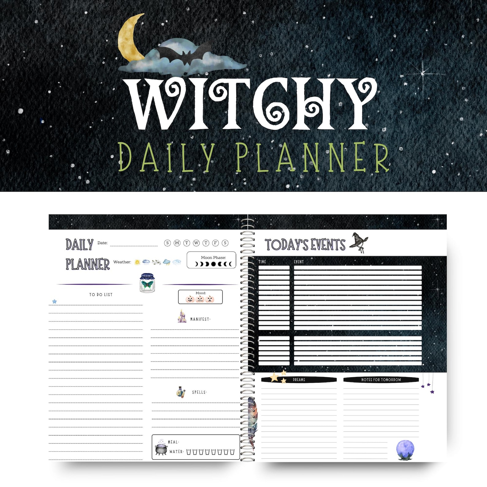 Witchy Digital Planner | Canva Template | Editable Canva | Modern Witch ...
