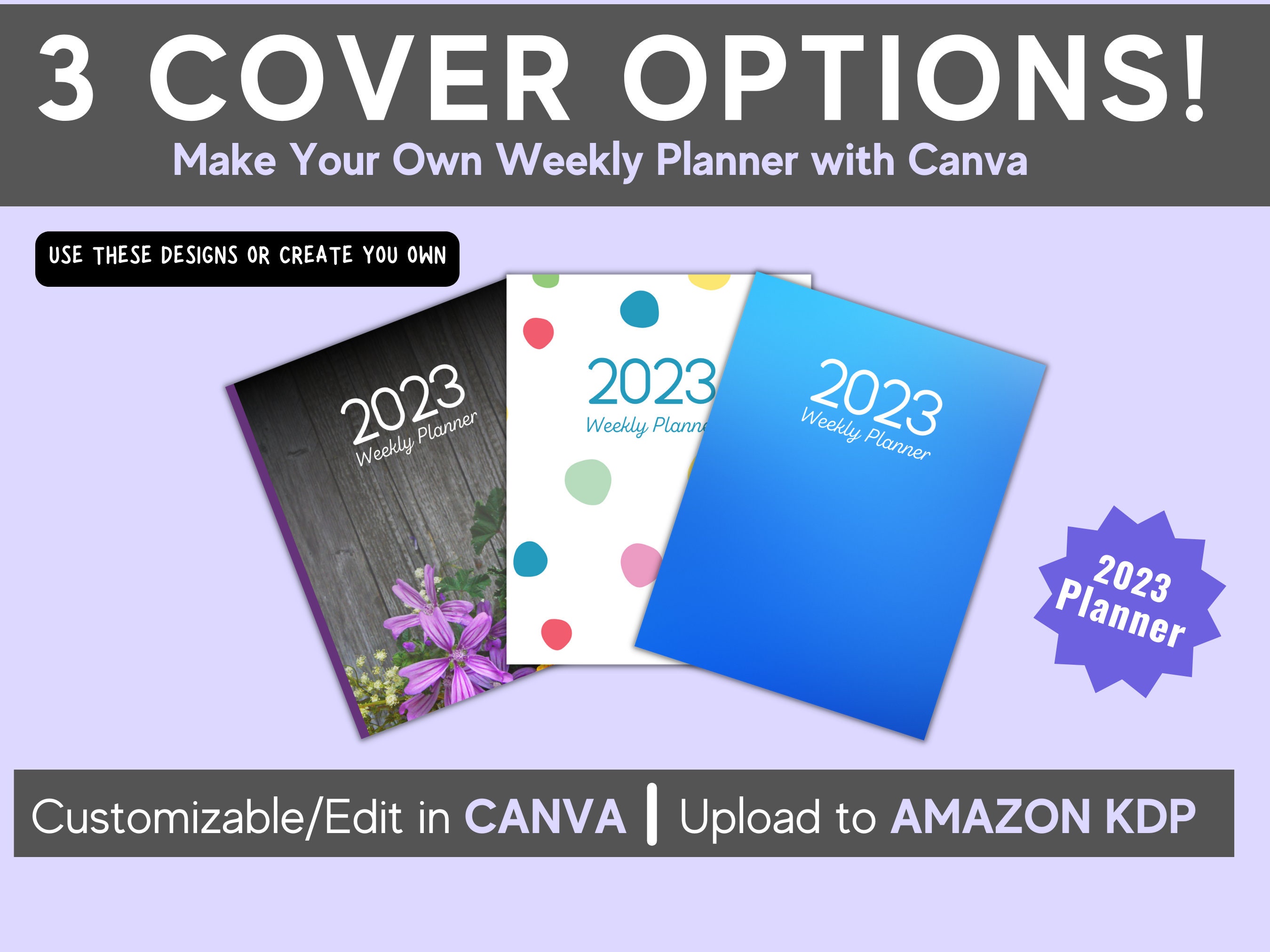 Weekly Planner Template for Amazon KDP | 2023 Calendar | Printable ...