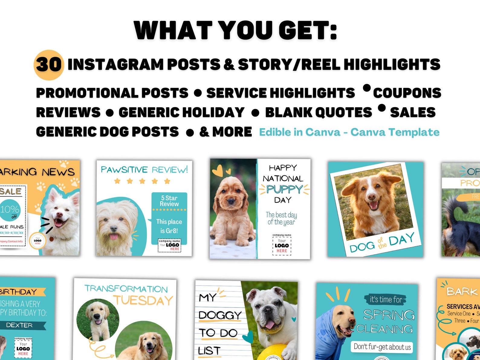 Pet Promotional Social Media Templates | Edible Canva Template ...