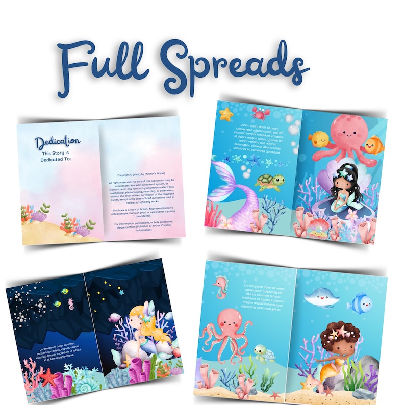 Editable Kids Mermaid Book Canva Template | DIY Children's Storybook ...