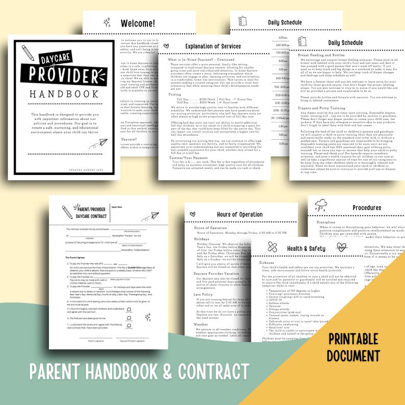 In-home Daycare Starter Kit | Childcare Forms | Daycare Contracts ...