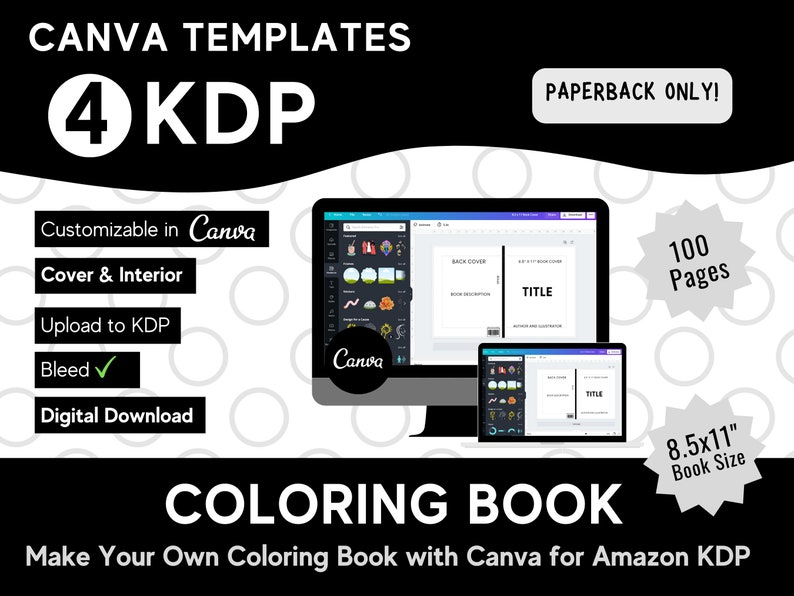 8.5x11 Canva Template for Amazon KDP Paperback Coloring Book | Canva ...