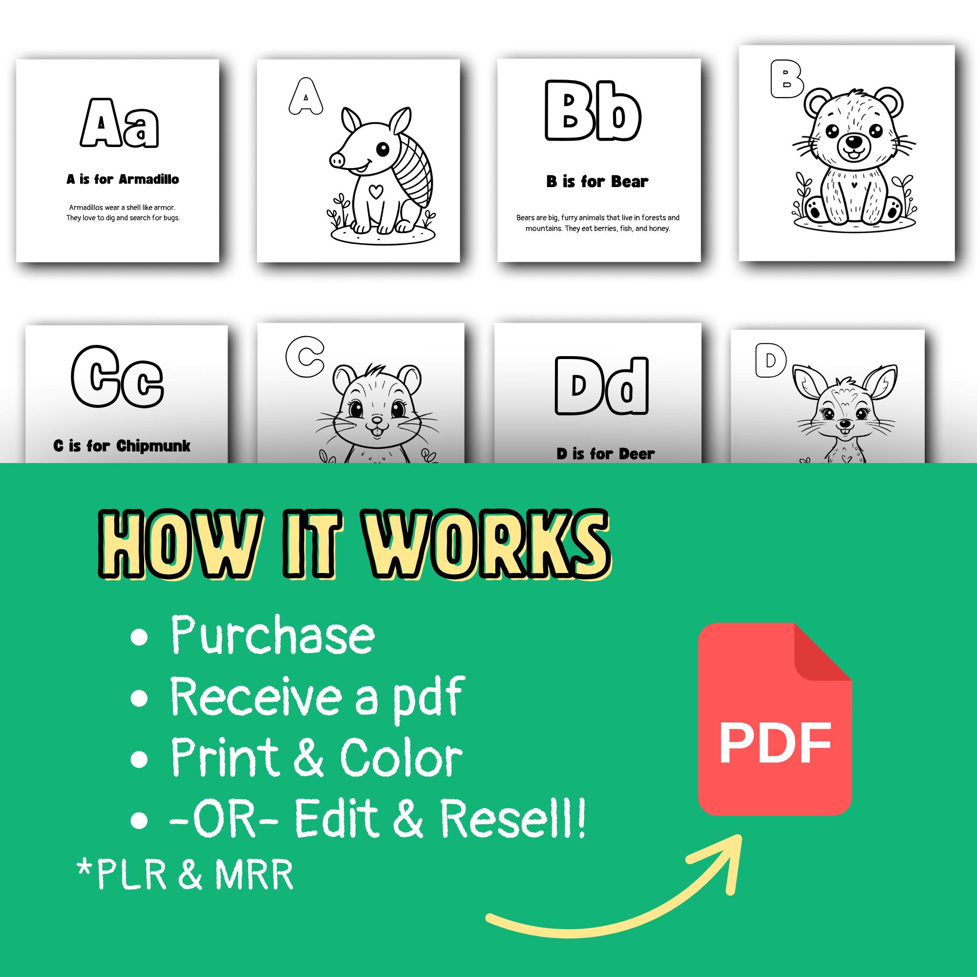 ABC Animal Coloring Pages for Kids – 55 Page Pdf | A-Z Animals | 8.5"x8 ...