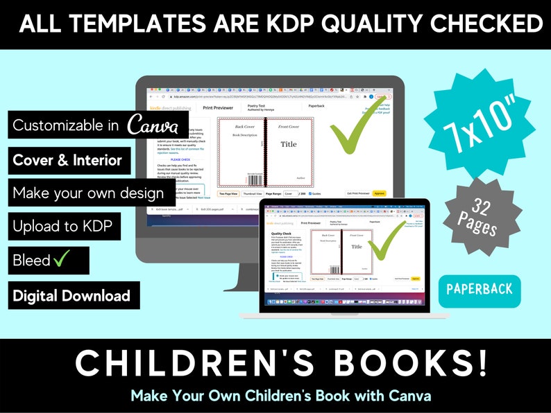 7x10 Children's Book Blank Canva Template Customizable for Amazon KDP ...