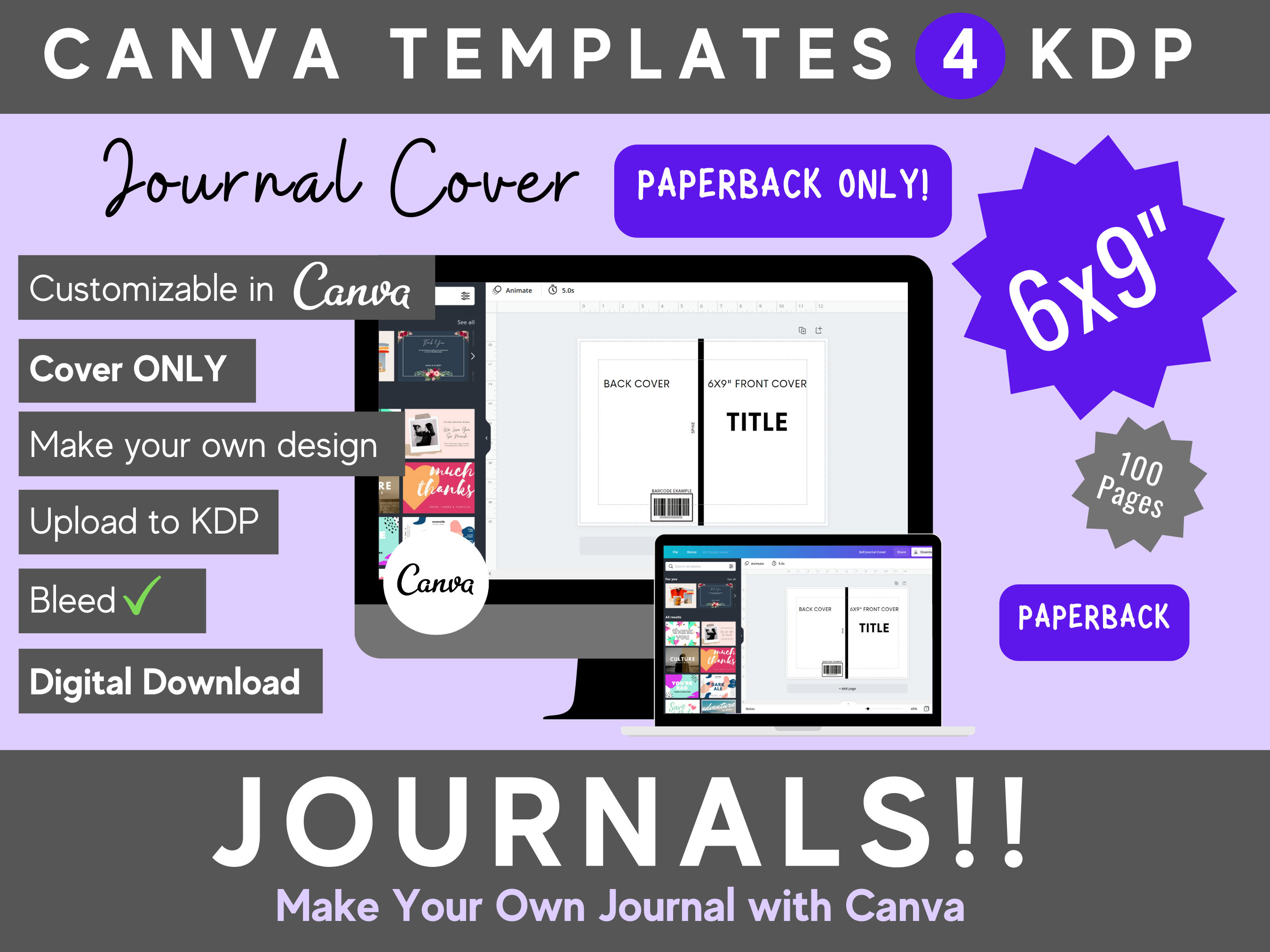 6x9 Canva Journal Template for KDP - Etsy