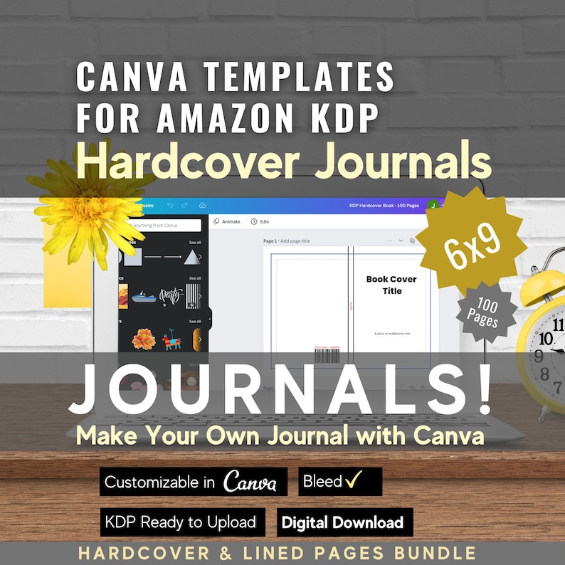 6x9 Customizable Canva Template for Amazon KDP Hardcover BUNDLE | Blank ...